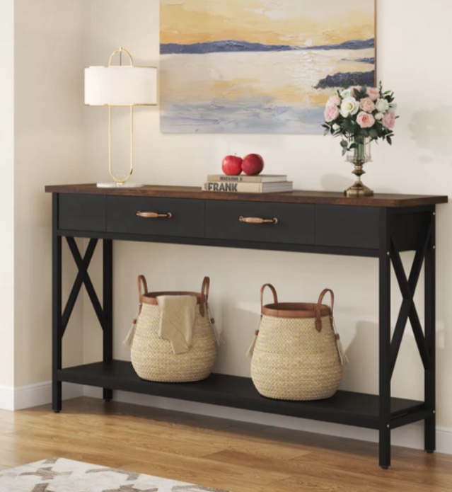 HOGA-XK00434 70.9" Console Table, Extra Long Sofa Table with Drawers ...