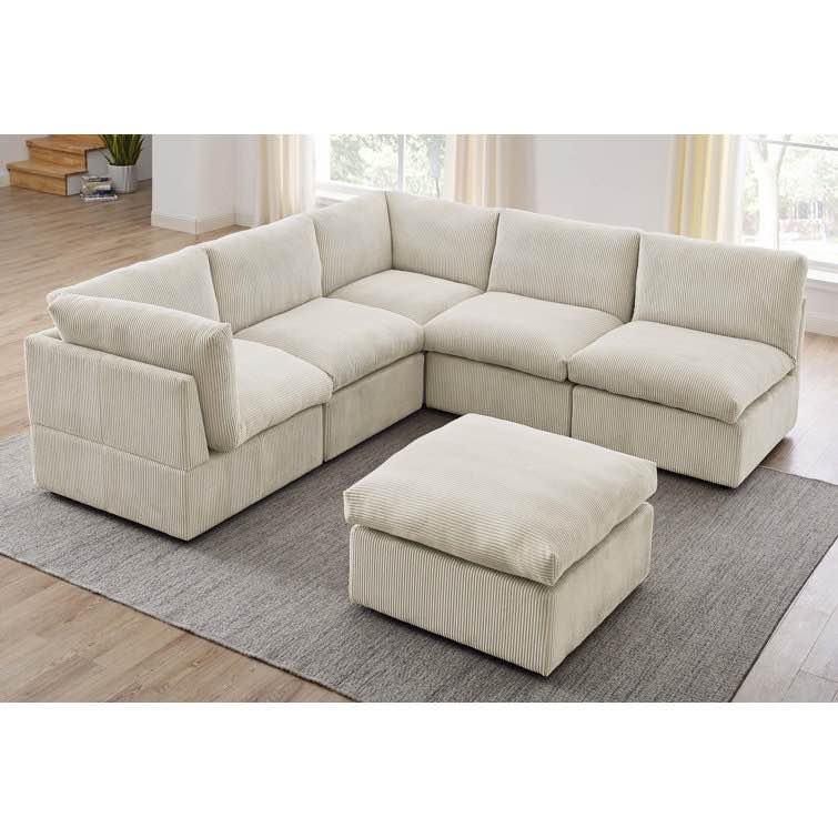 6 - Piece Corduroy Sectional ( Box And C Incomplete)