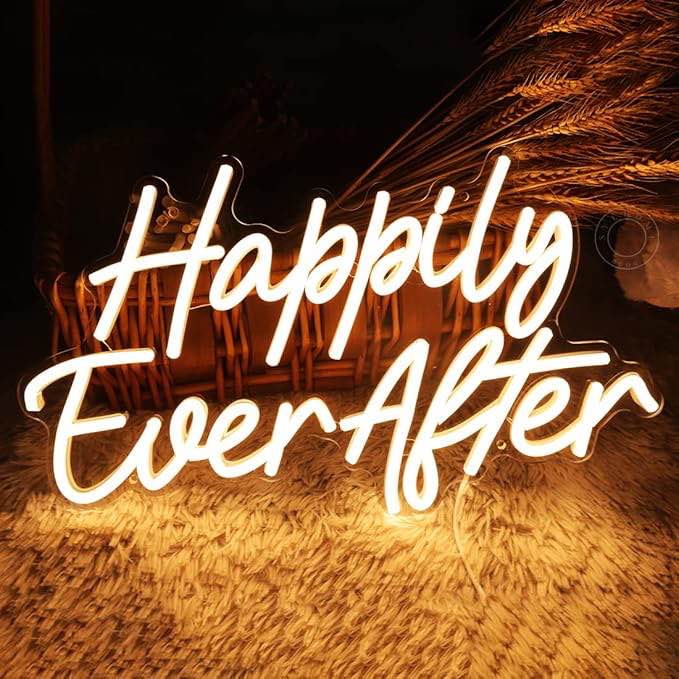 SYLHOME Happily Ever After LED Neon Light Sign Wedding Party Birthday ...