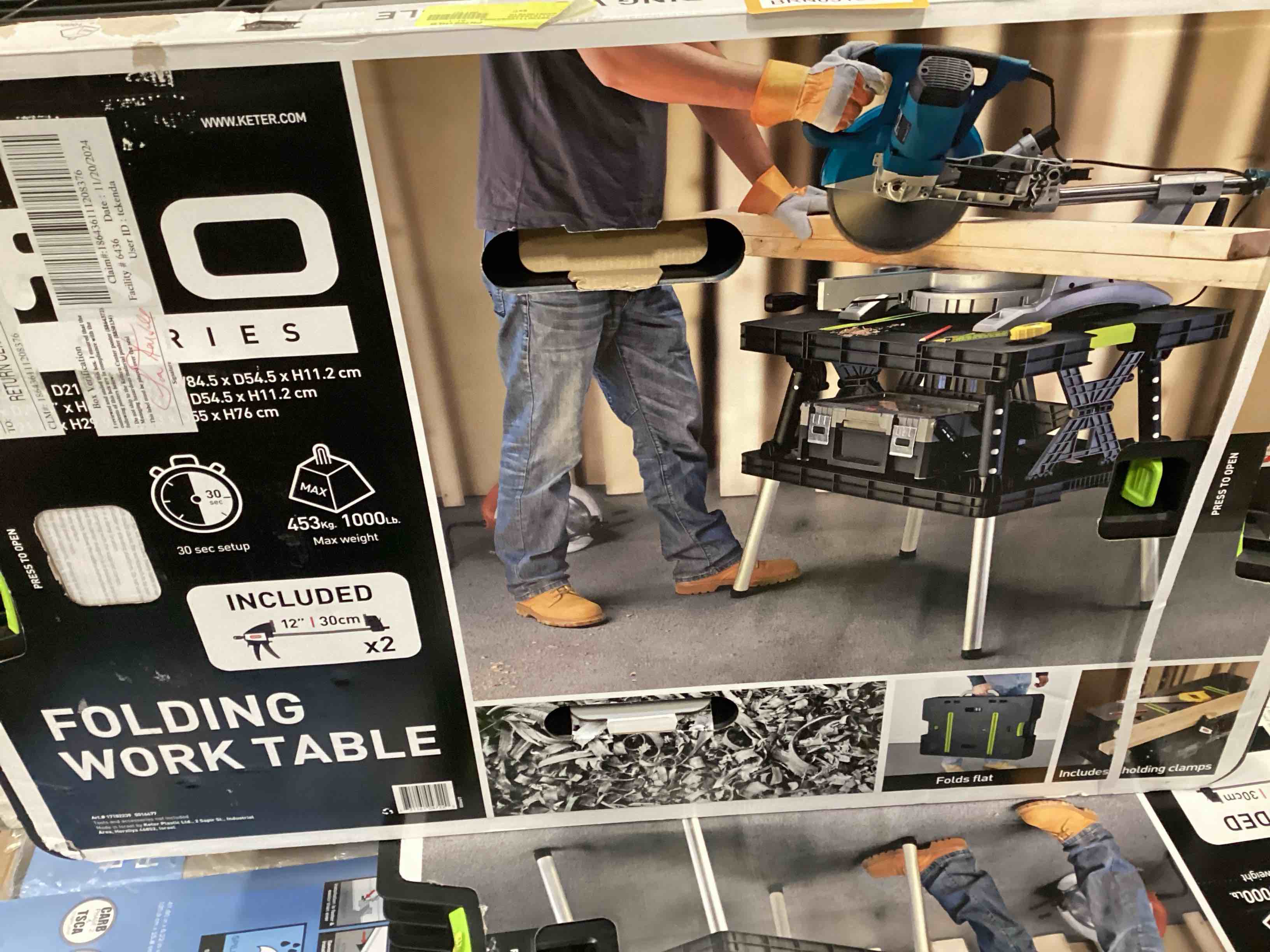 Keter Folding Work Table with Two Adjustable Clamps