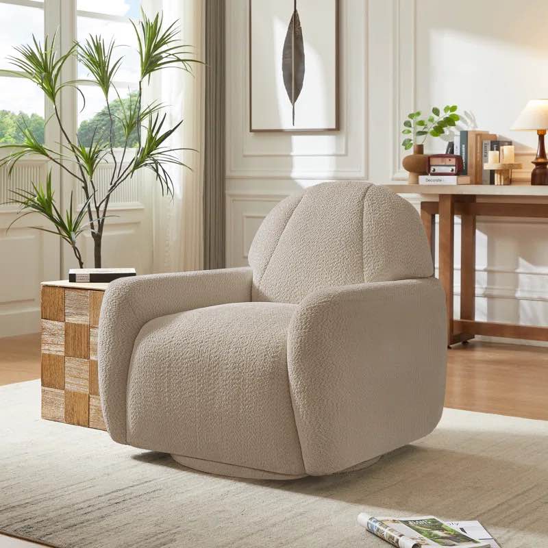 360°Boucle Fabric Line Swivel Chair