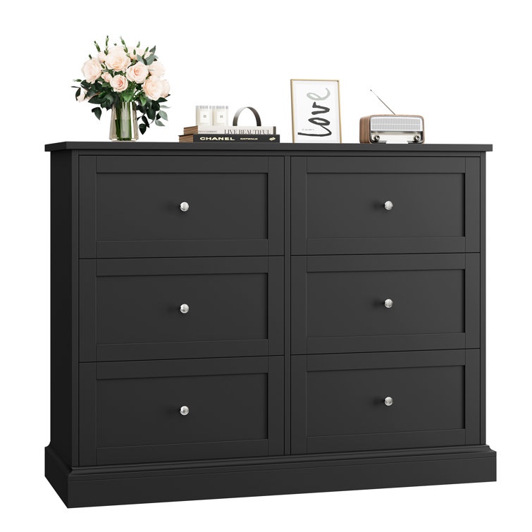 Alffi 6 Drawer 42.51" W Double Dresser, Wood Storage Dresser, Modern ...