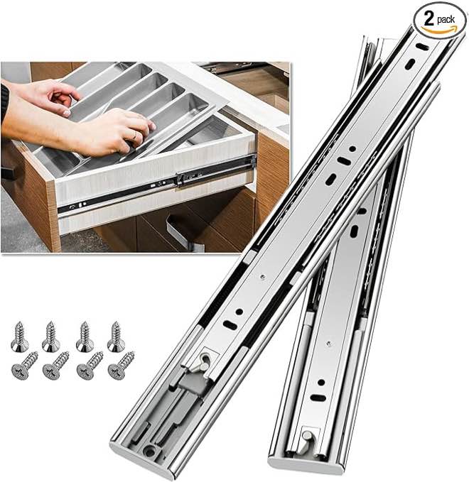 AOLISHENG 1 Pair Soft Close Drawer Slides 12 14 16 18 20 22 24 Inch 100 ...