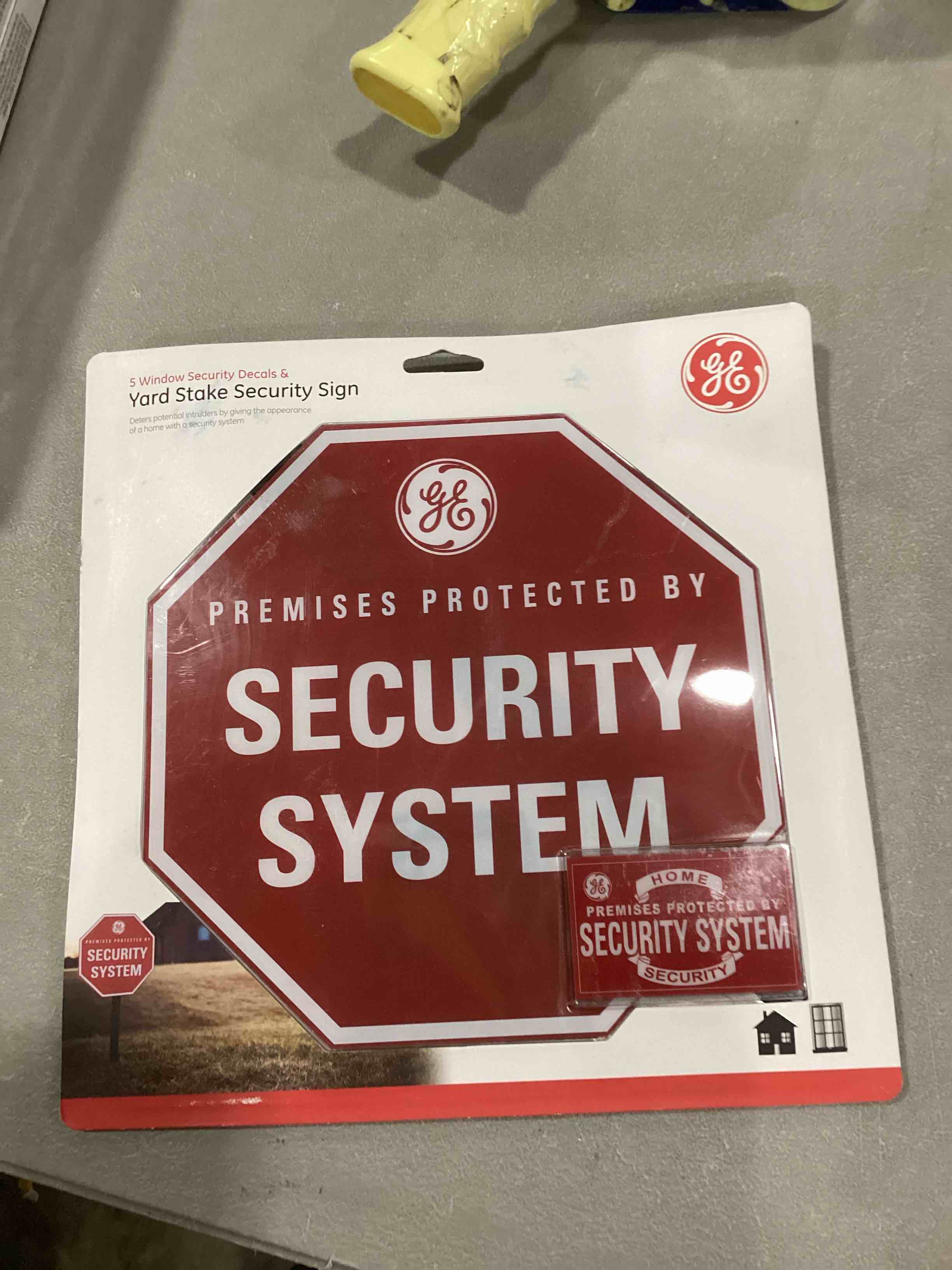 Ge Weatherproof Security Yard Sign W/ Stake & Five Warning Decal Stickers