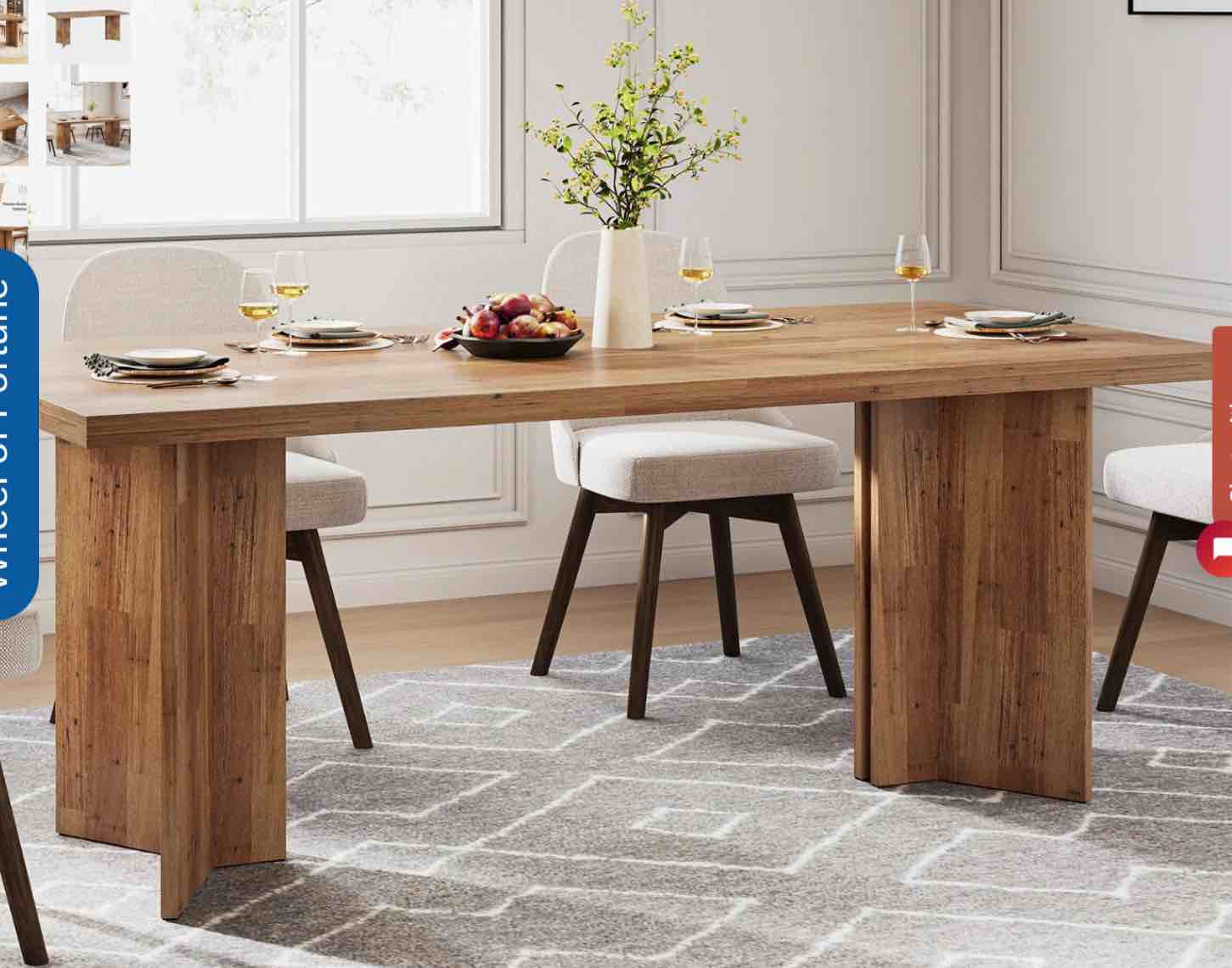 (similar)63" Dining Table, Farmhouse Kitchen Table with Large Tabletop ...