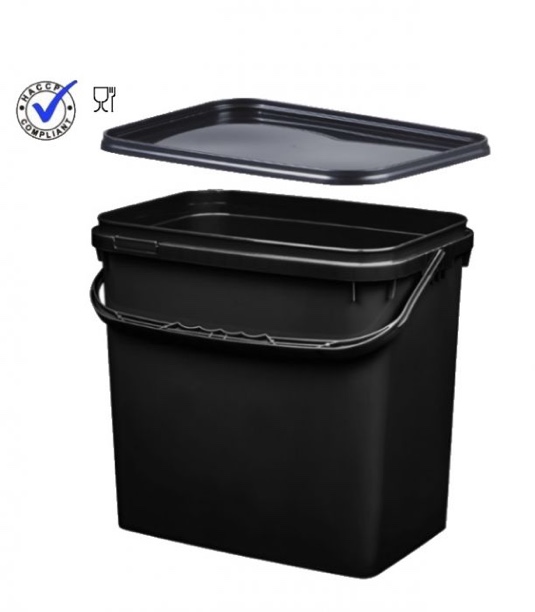 (pack per 3) Rectangular pail with lid, 10,6 liter
