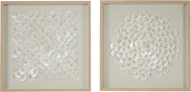 2 Piece Cream Shell Handmade Overlapping Shells Geometric Shadow Box ...