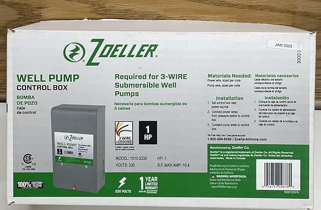 Zoeller 1 hp Steel Control Box for Well Pumps 1010-2338 1 HP PUMPS For ...
