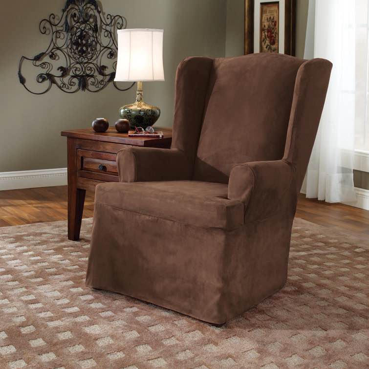 Soft Suade Polyester T Cushion Wingback Slipcover