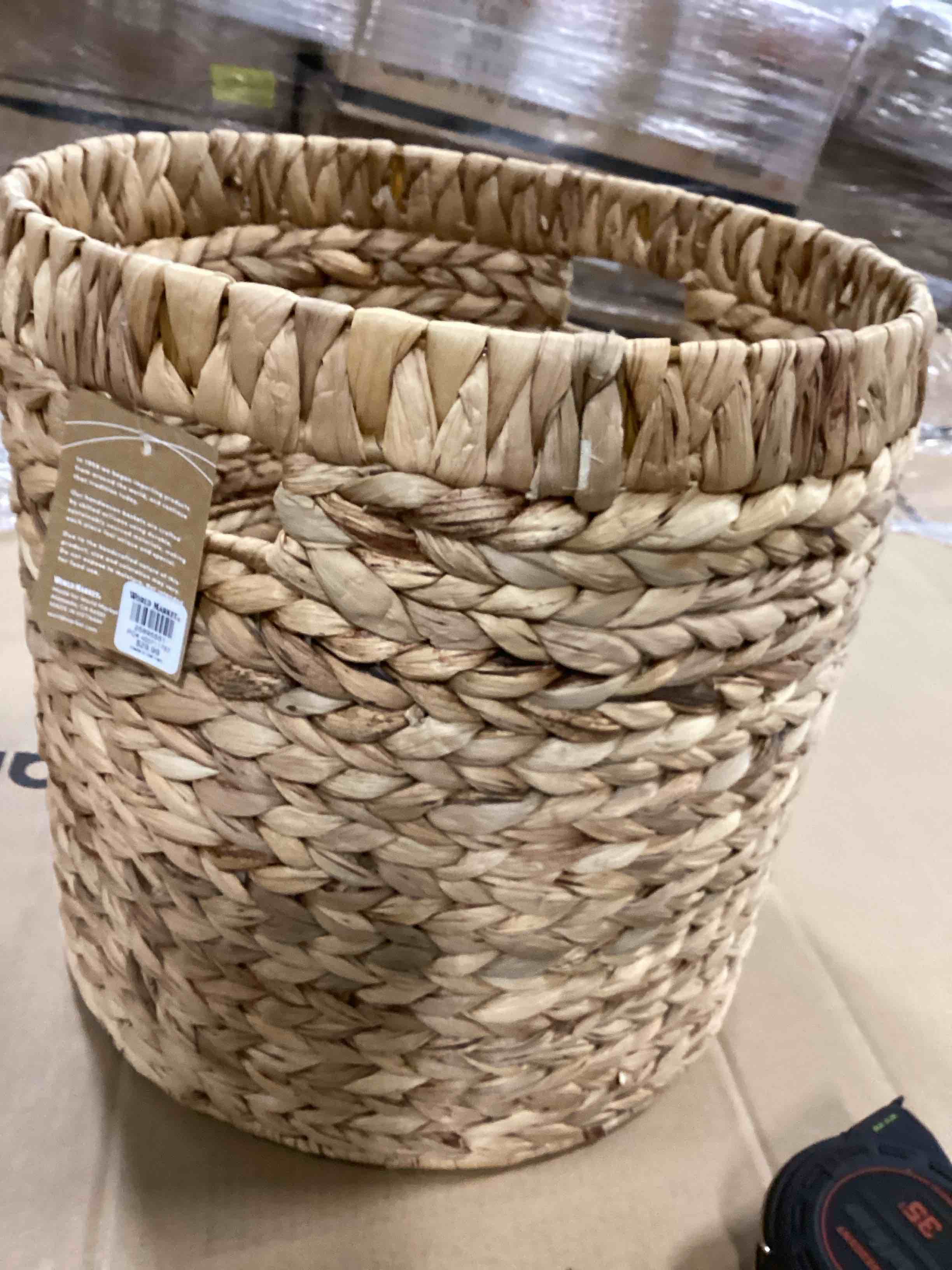 Avery 14in. x 14 in. Cottage Metal/Hyacinth Cylinder Natural Nesting ...