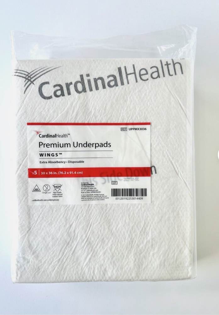 Cardinal Health UPPMX3036 Premium Underpad, WINGS Maximum Absorbency ...