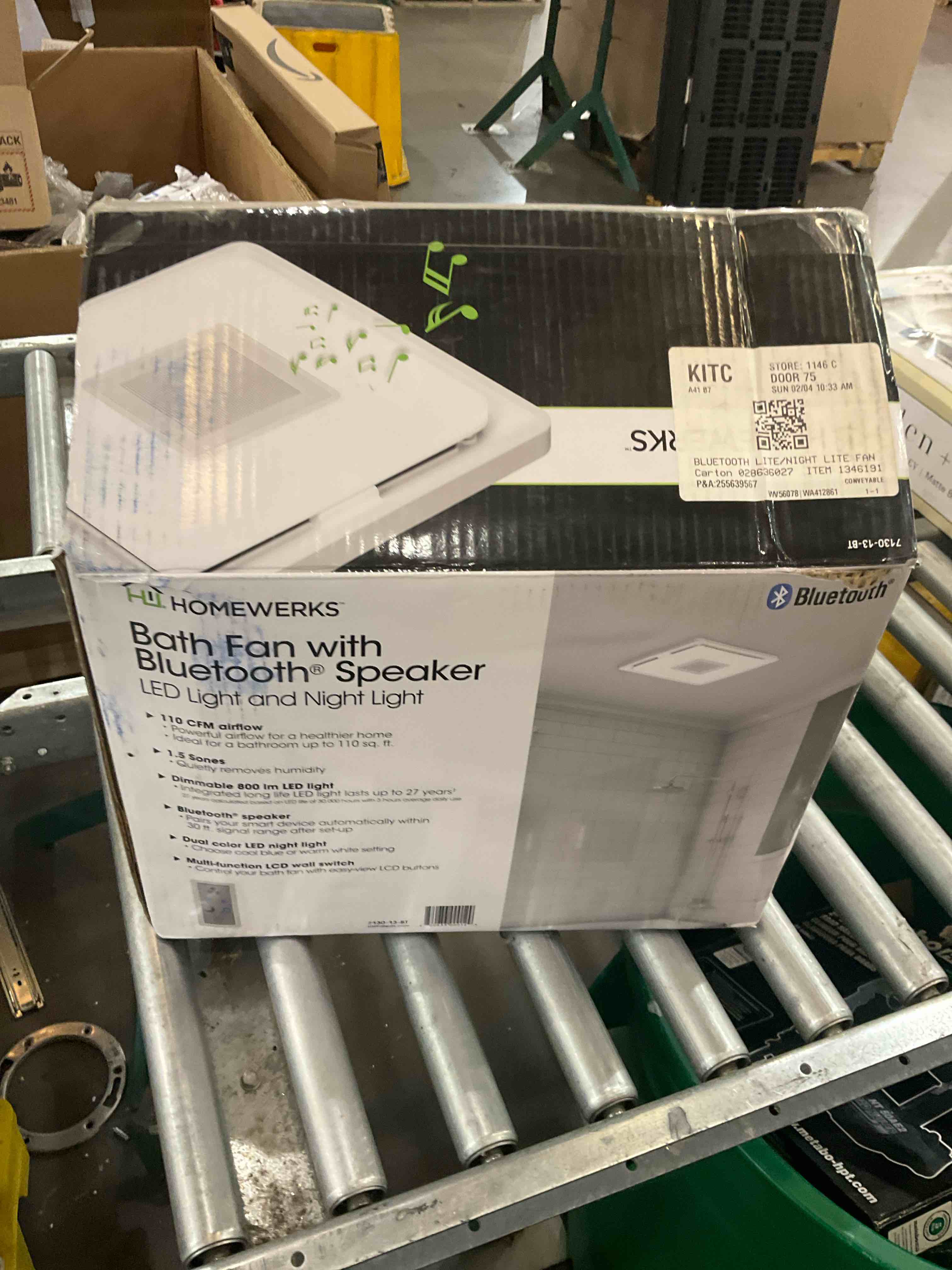 Homewerks 7130-13-BT White Decorative LED, Bluetooth Bathroom Exhaust ...