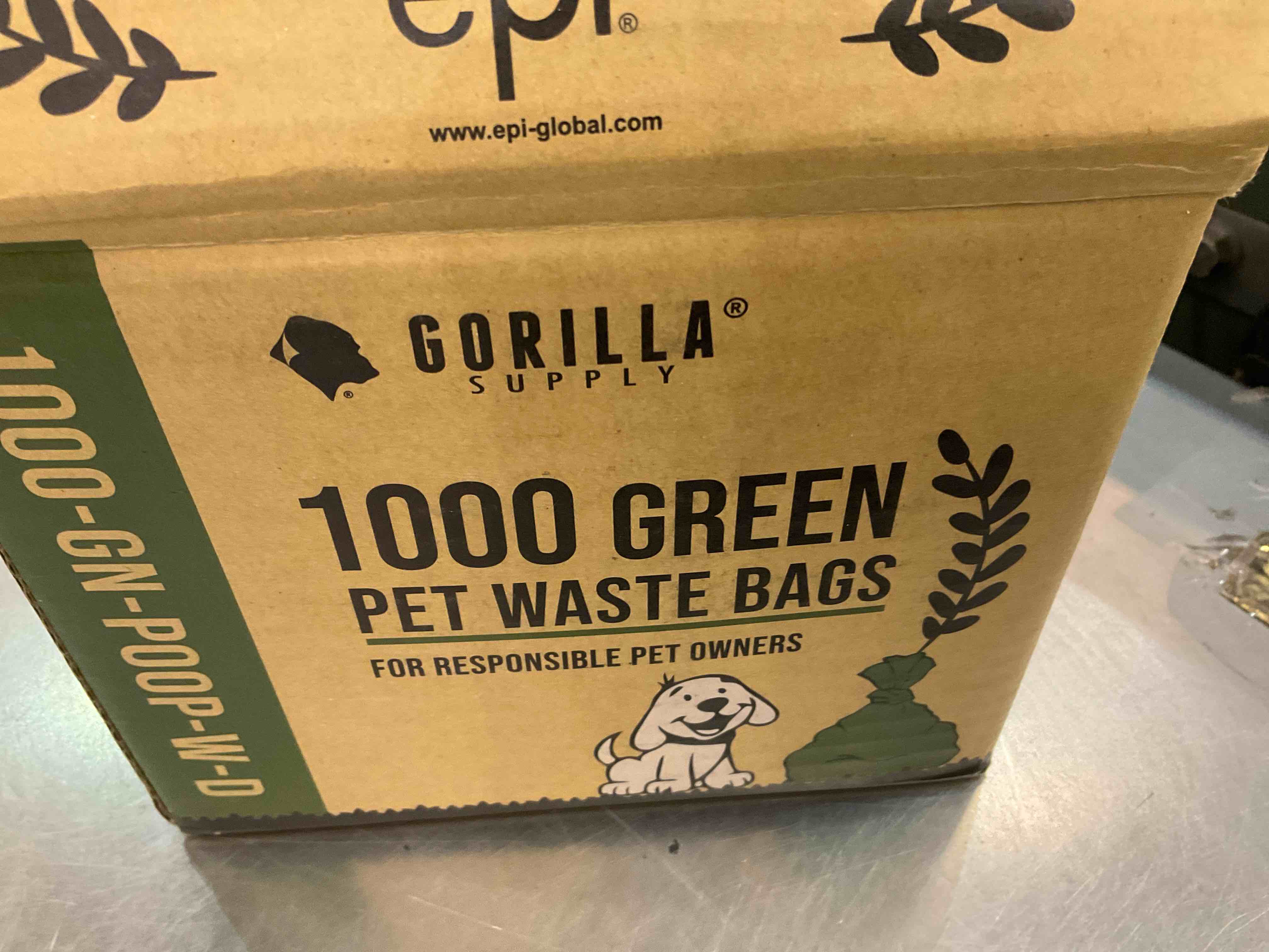 GORILLA SUPPLY Dog Poop Waste Bags with Dispenser and Leash Tie, 9" x ...