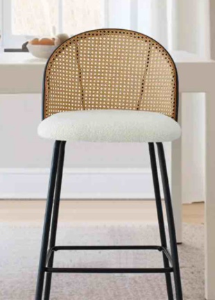 Jules Set of 2 Rattan Backrest Bar Stools