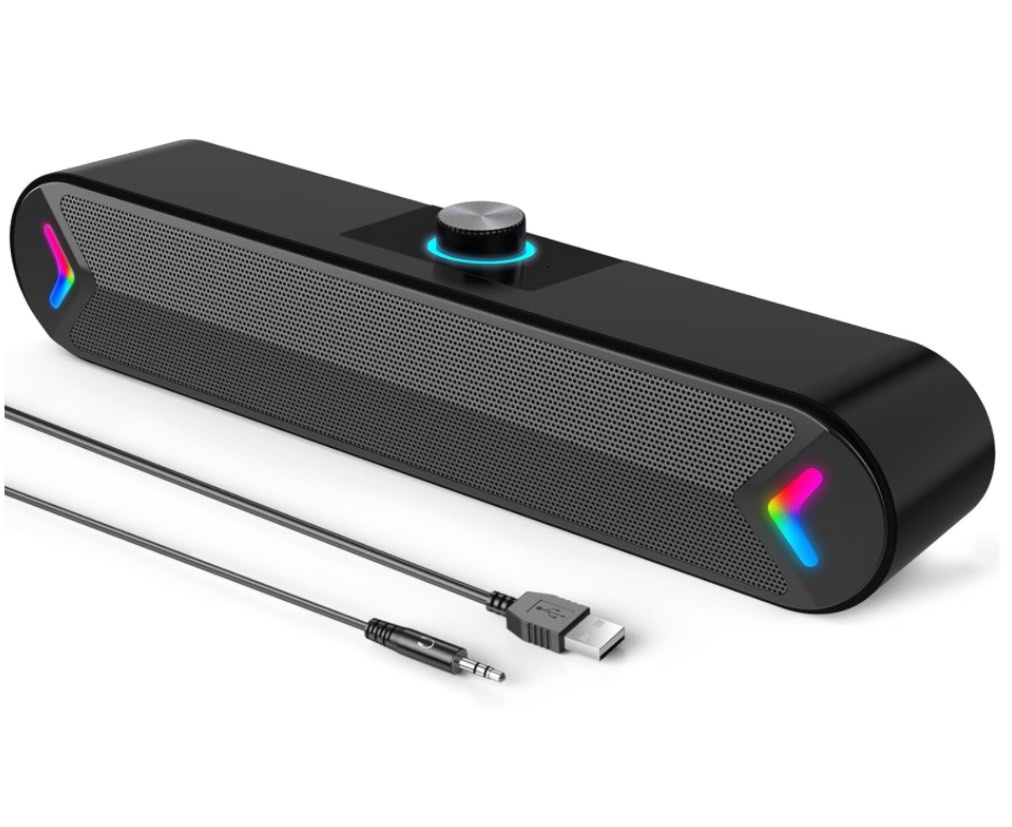LENRUE Computer Speakers,Wired USB-Powered Sound-bar with 10W Stereo ...