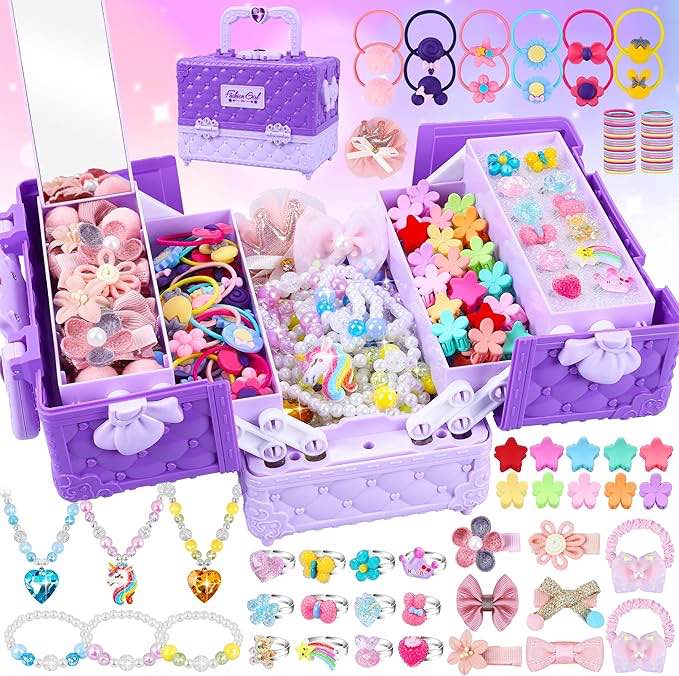 MINIFUN Jewelry Toys for Girls, 72Pcs Jewel Rings, Necklaces, Bracelets ...