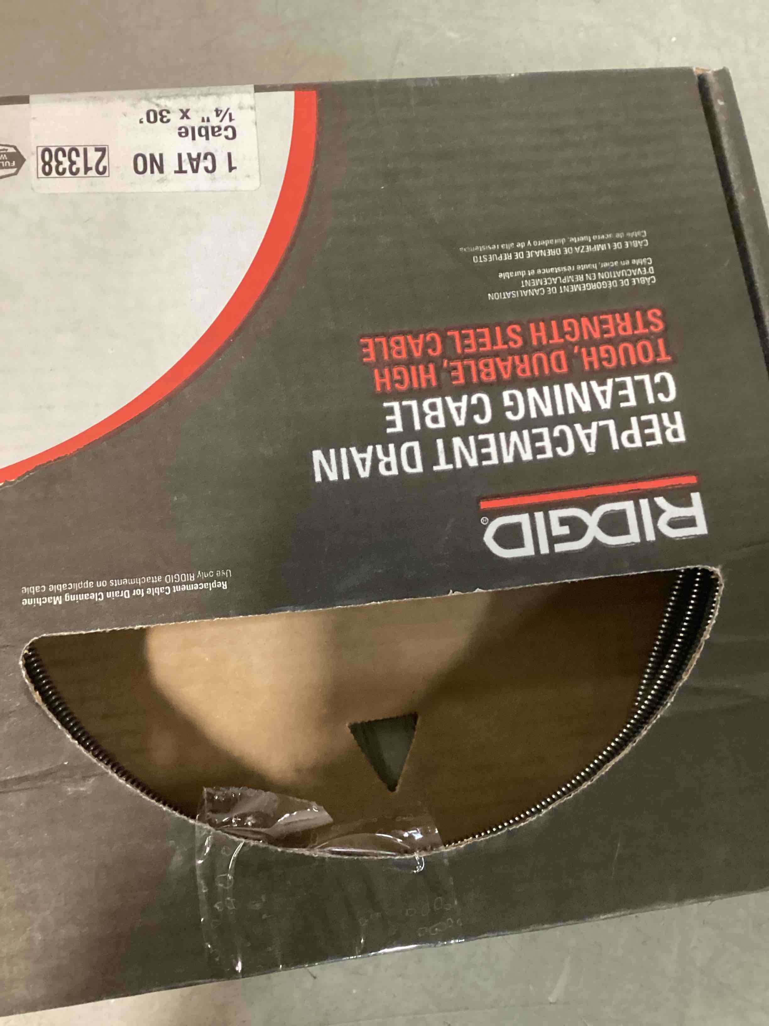 RIDGID 21338 Auto-Spin Replacement Cable, 1/4" x 30'