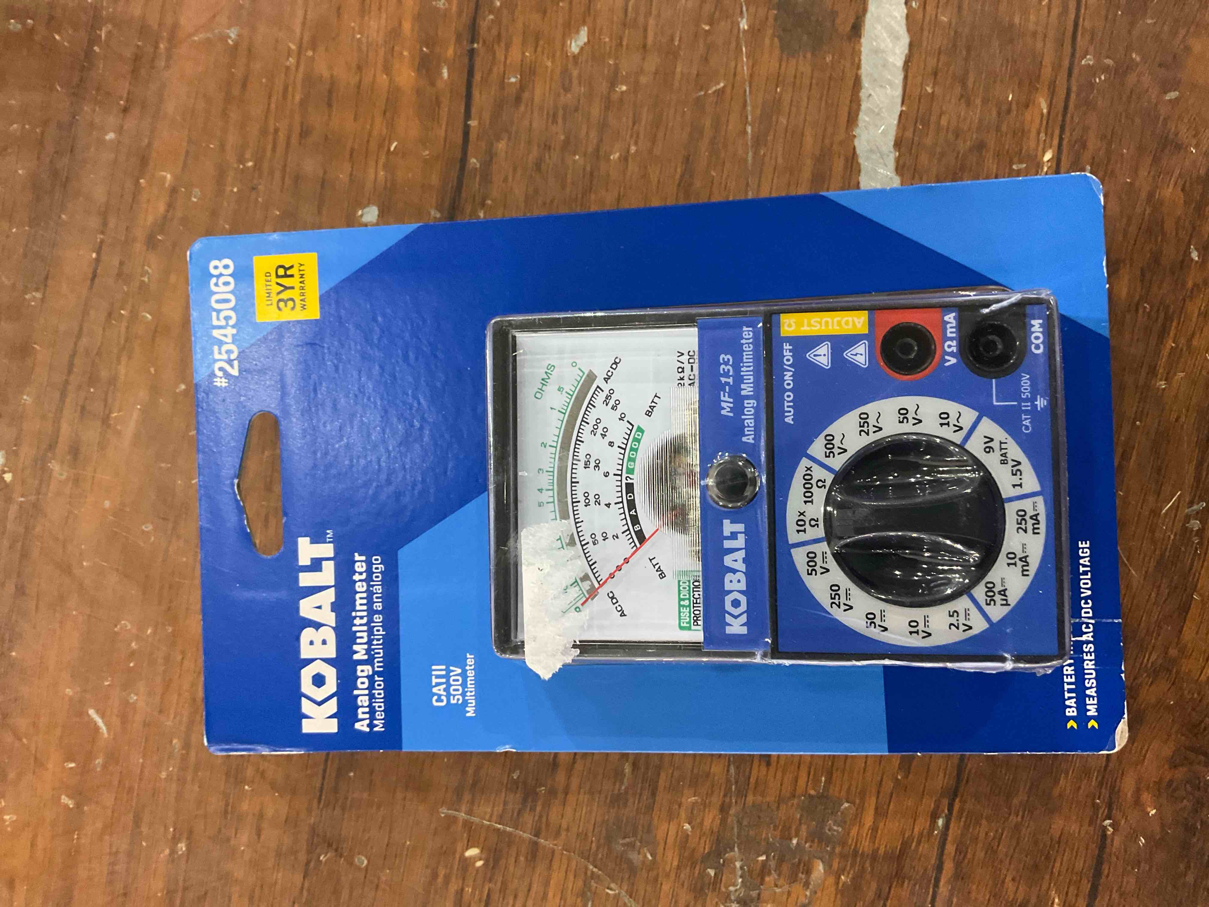 Kobalt Analog Display Multimeter 0.25 Amp 500V