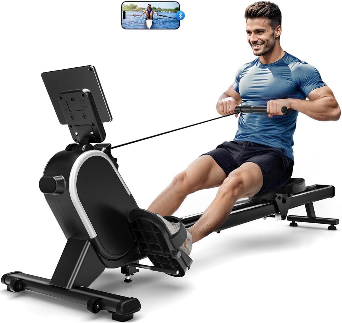 Rowing Machine, MOSUNY Magnetic Rower Machines for Home Use 350 LB ...