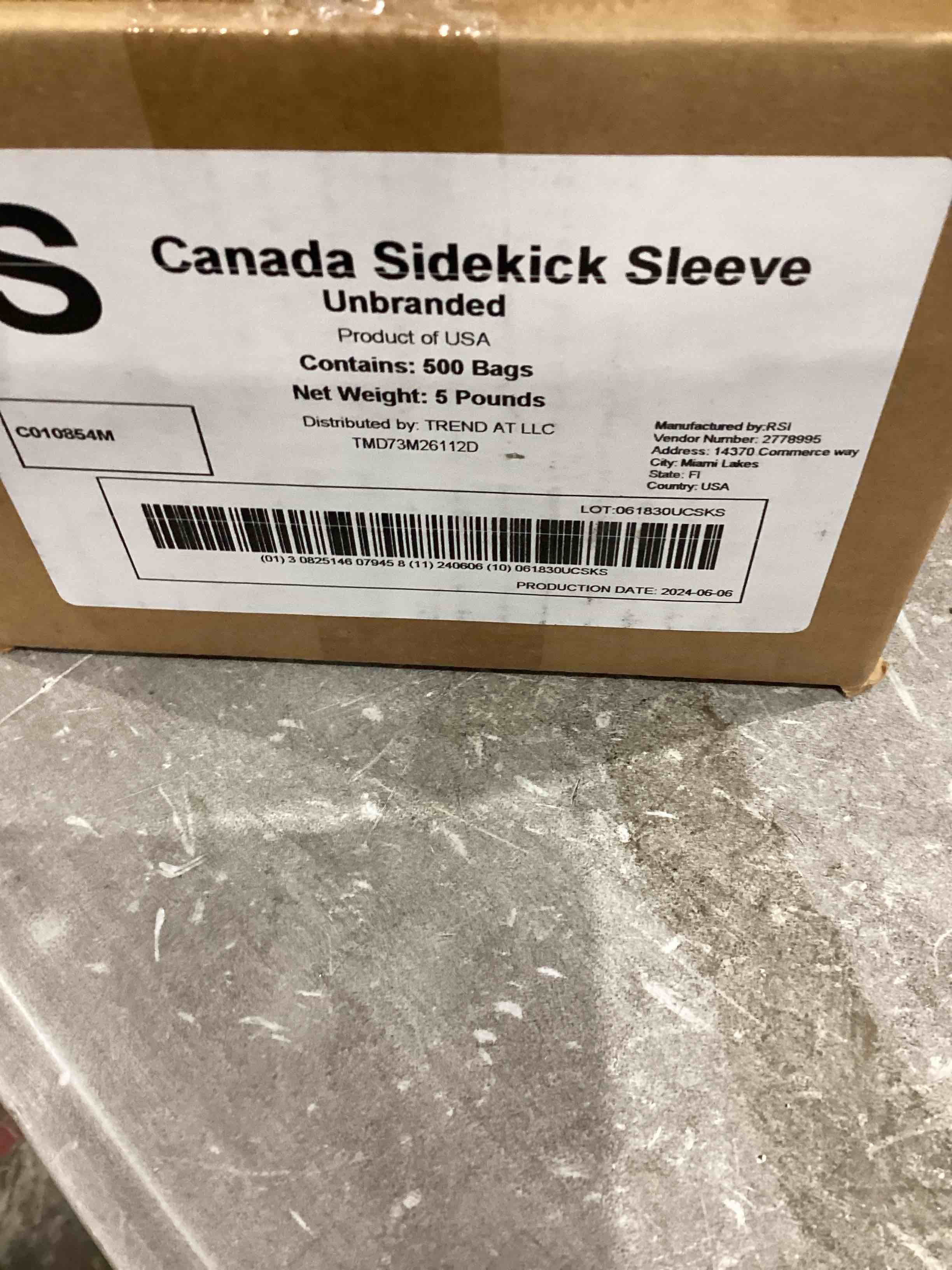 Canada sidekick sleeve unbranded paper bags