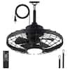 20 in. Outdoor Black Waterproof Caged Ceiling Fan Rope Hook Portable ...