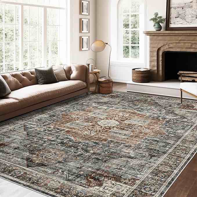 8x10 Area Rugs for Living Room, Vintage Washable Rug with Non-Slip ...