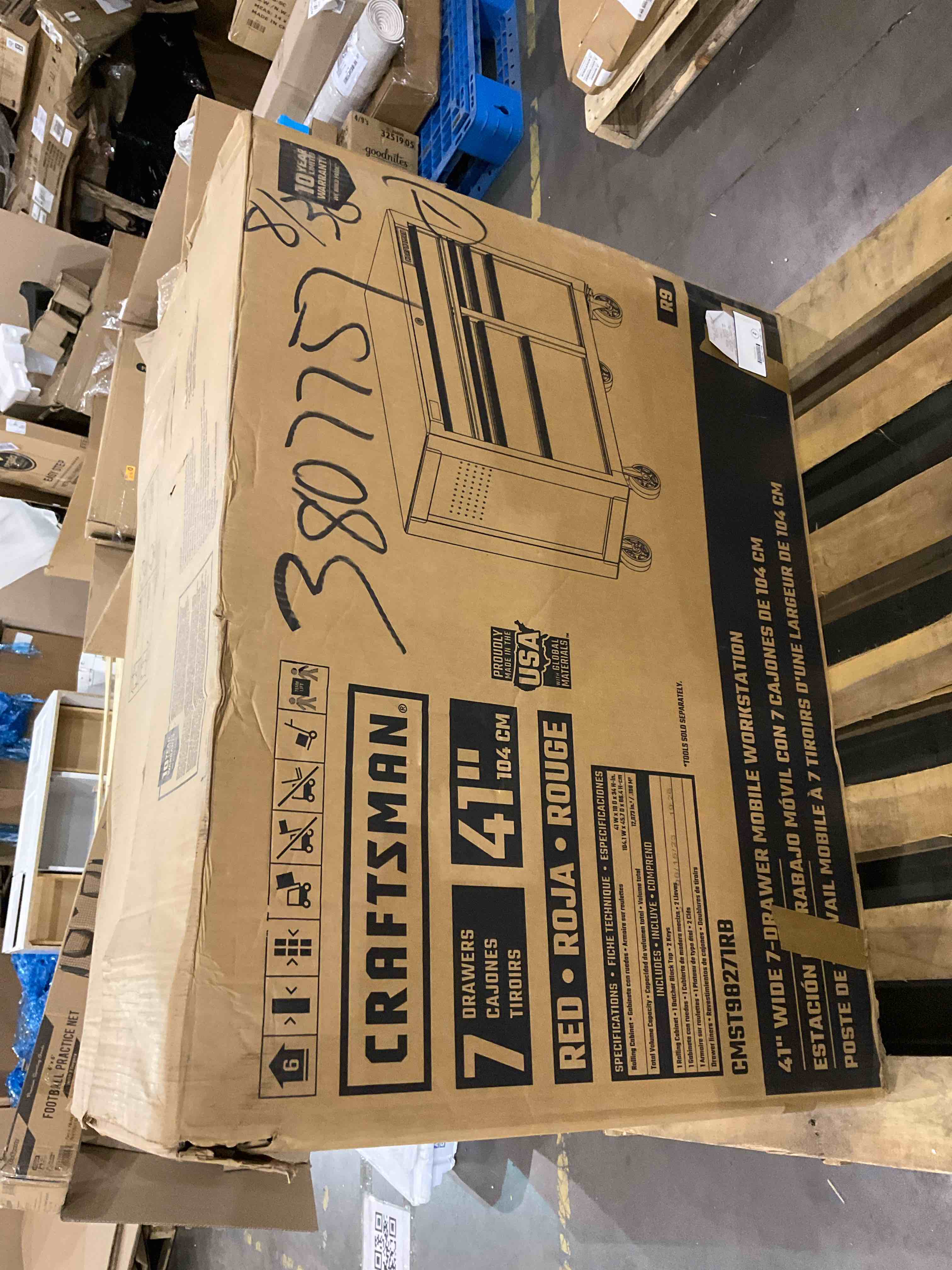 CRAFTSMAN 2000 Series 40.6-in L x 34-in H 7-Drawers Rolling Red Wood Work Bench