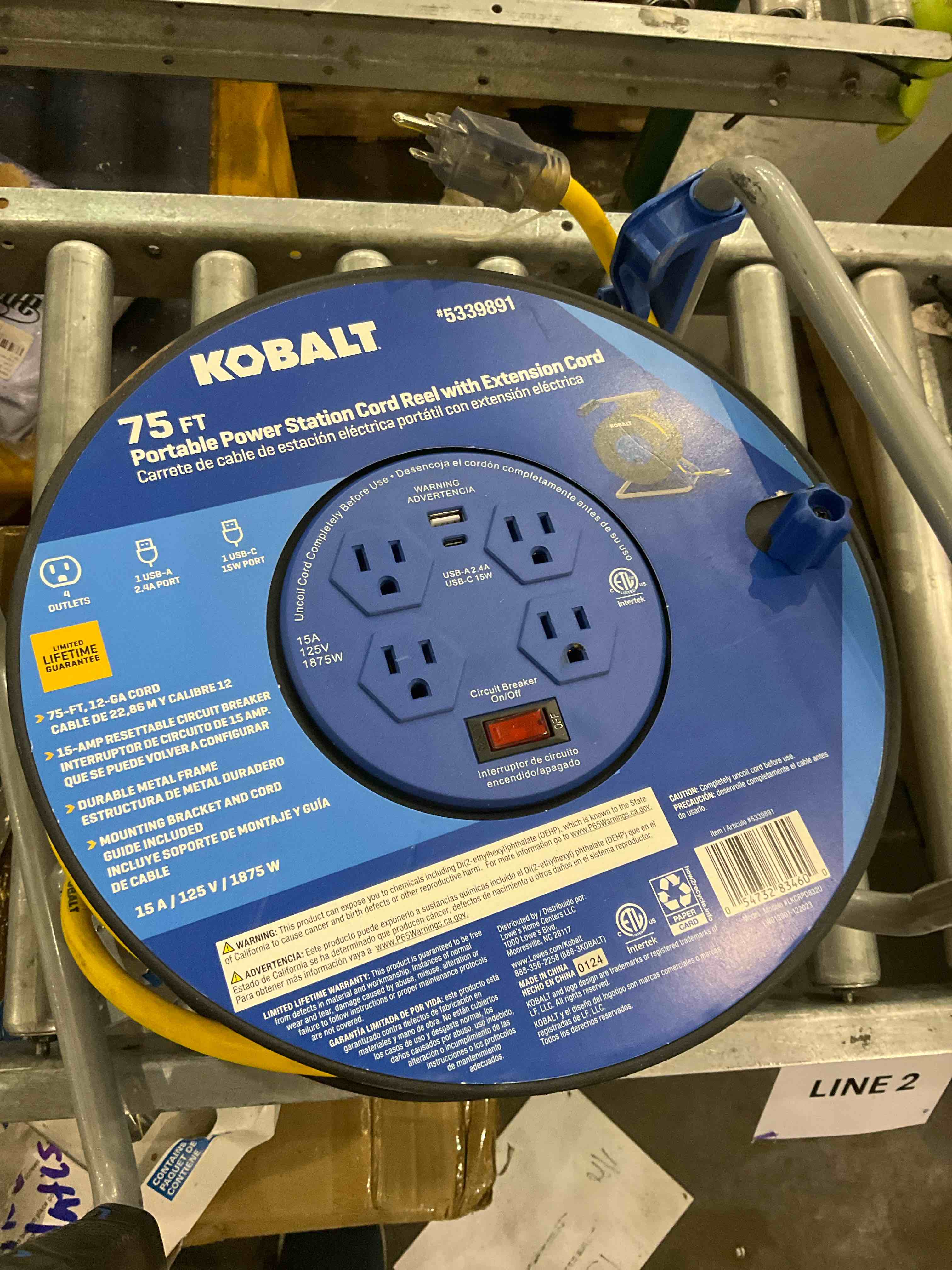 portable power station cord reel with extension cord