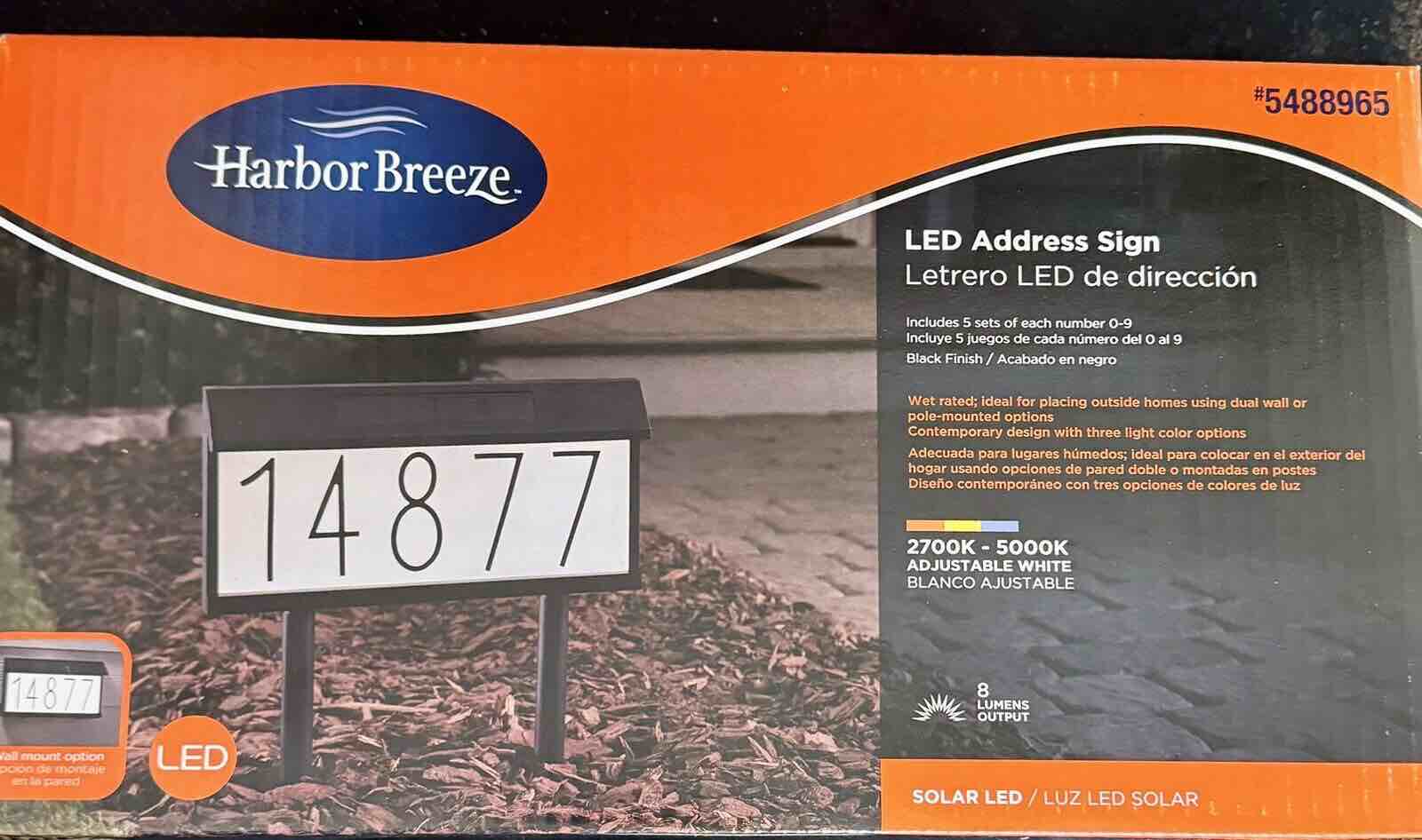 Harbor Breeze Solar Led Address Light NEW W/ Wall Mount Option 5 Sets ...