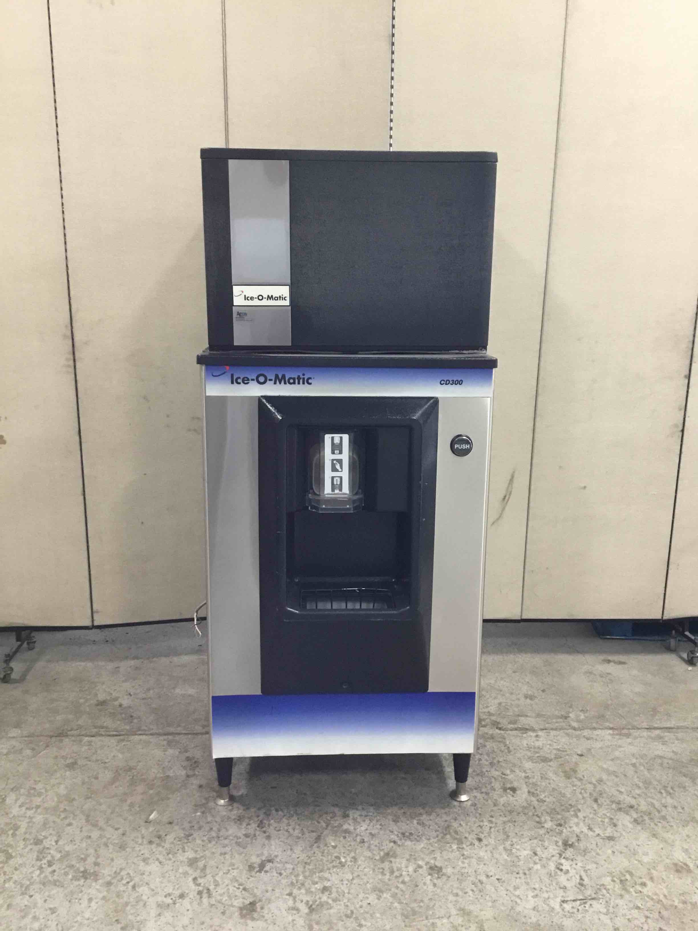 ICE O MATIC 30 INCH 250 LB WATER COOLED ICE MACHINE WITH 300 LB ICE BIN ...