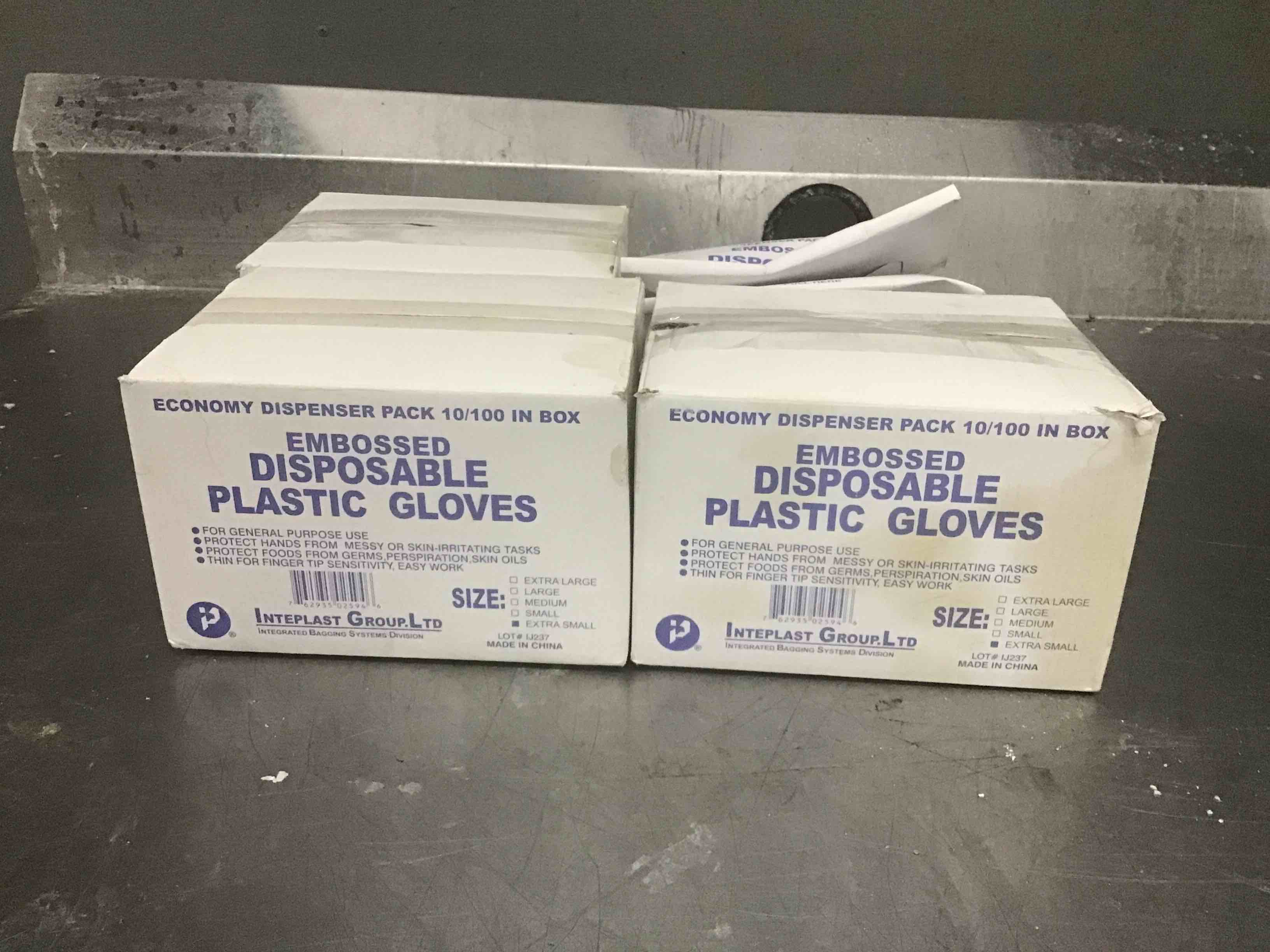 Inteplast Group Embossed Disposable Plastic Gloves Extra Small