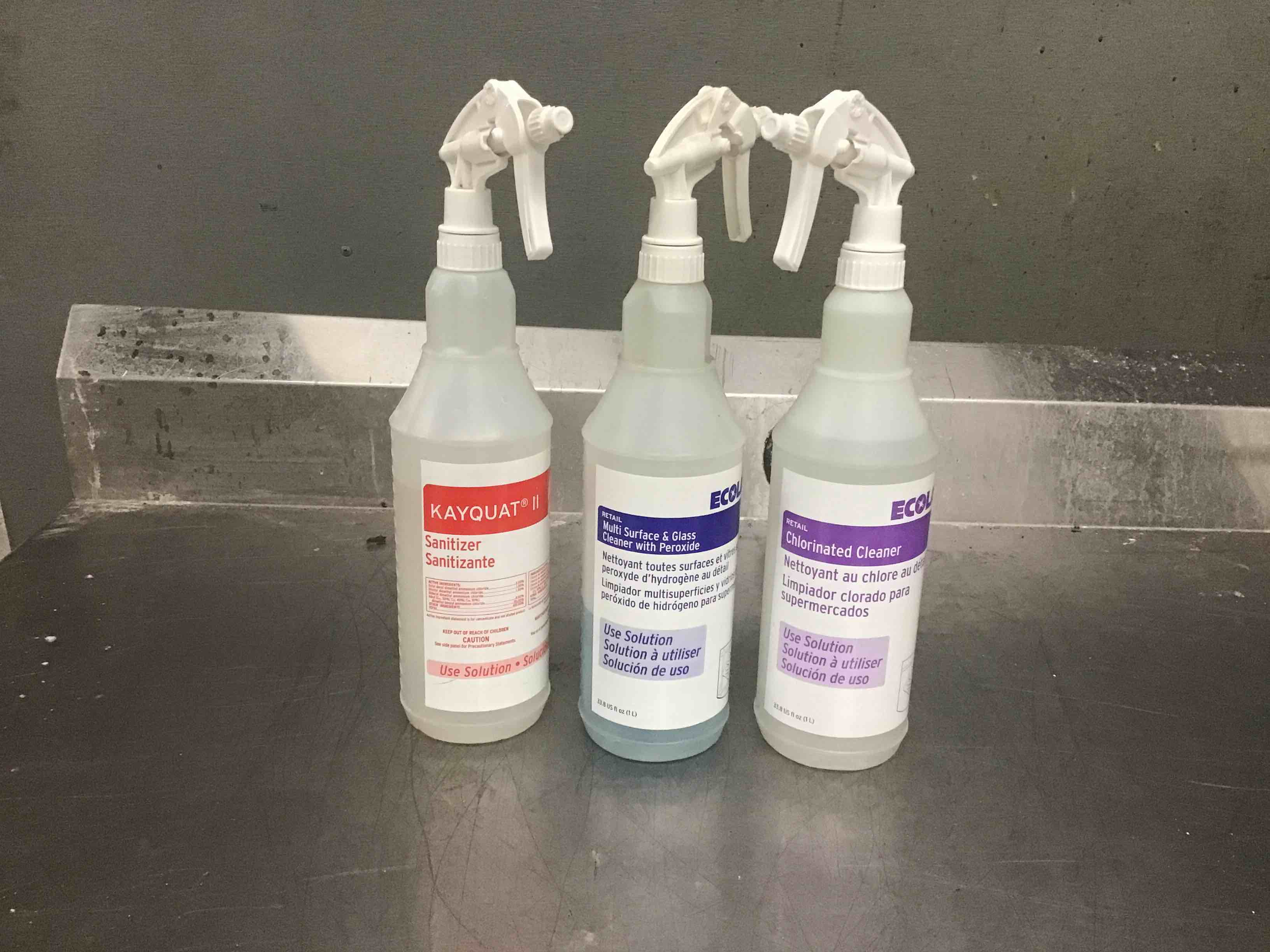 Kay Quat 33.8 Oz. Sanitizer , Ecolab 33.8 Oz. Multi Surface And Glass ...