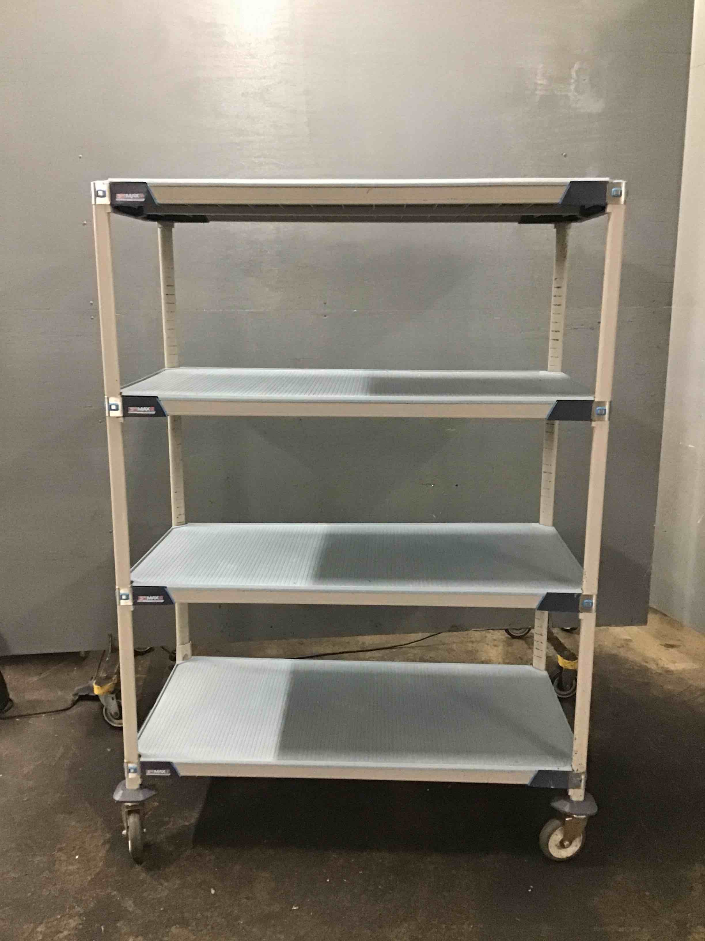 Metro Max Antimicrobial Solid Plastic 4 Shelf Storage Rack On Casters