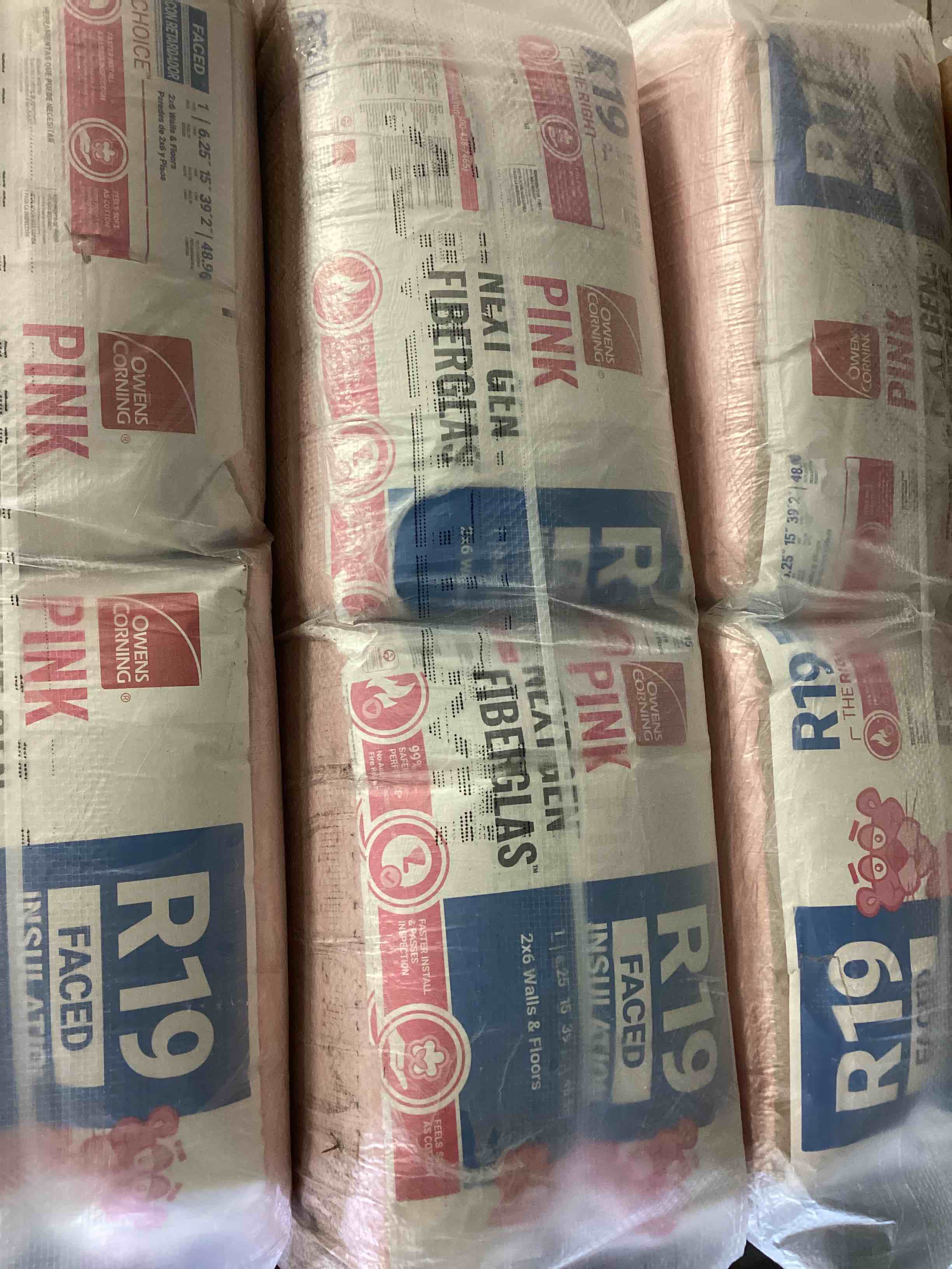 6 rolls r19 15” faced insulation your bid per roll
