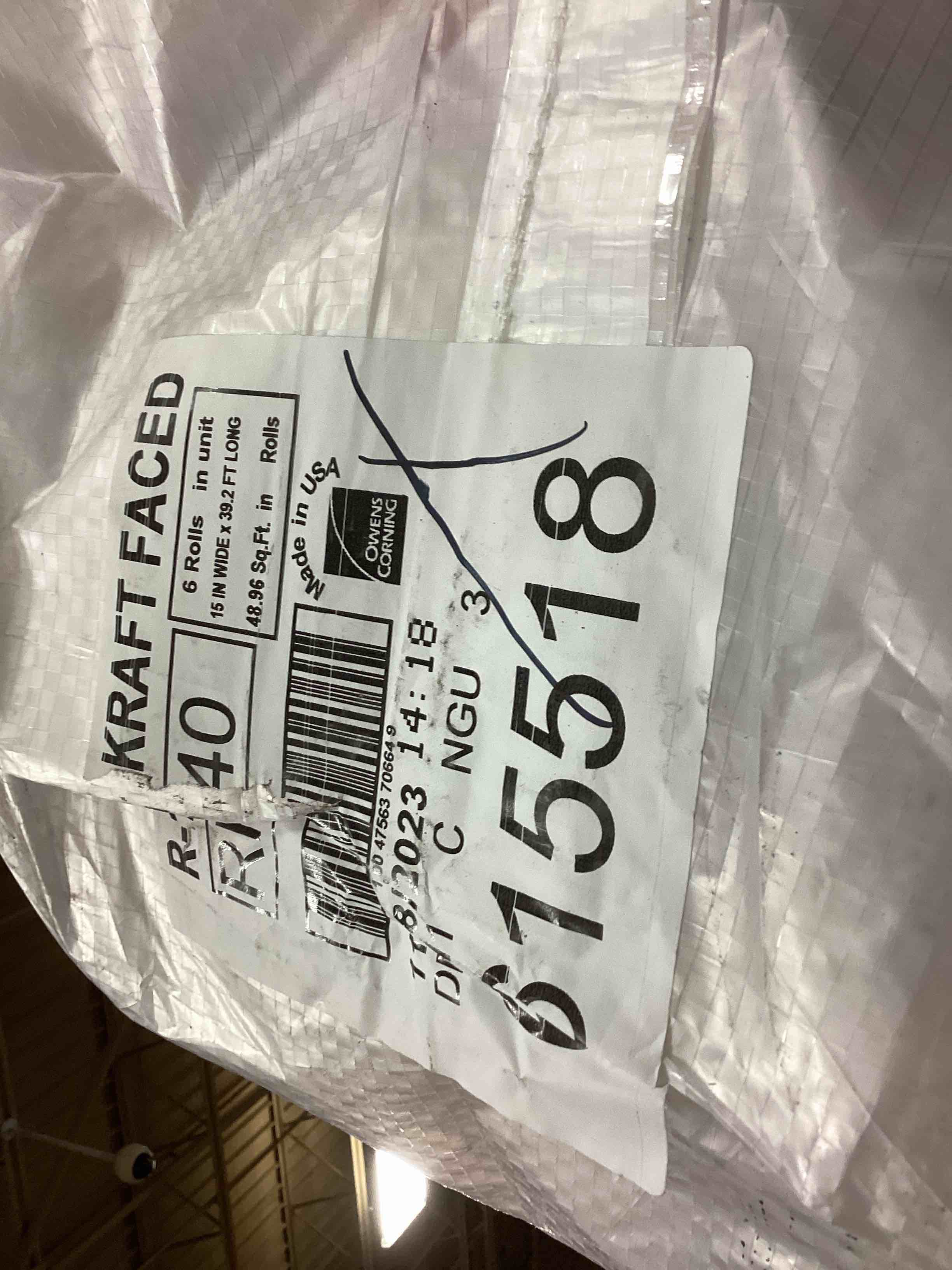 6 rolls r19 15” faced insulation your bid per roll