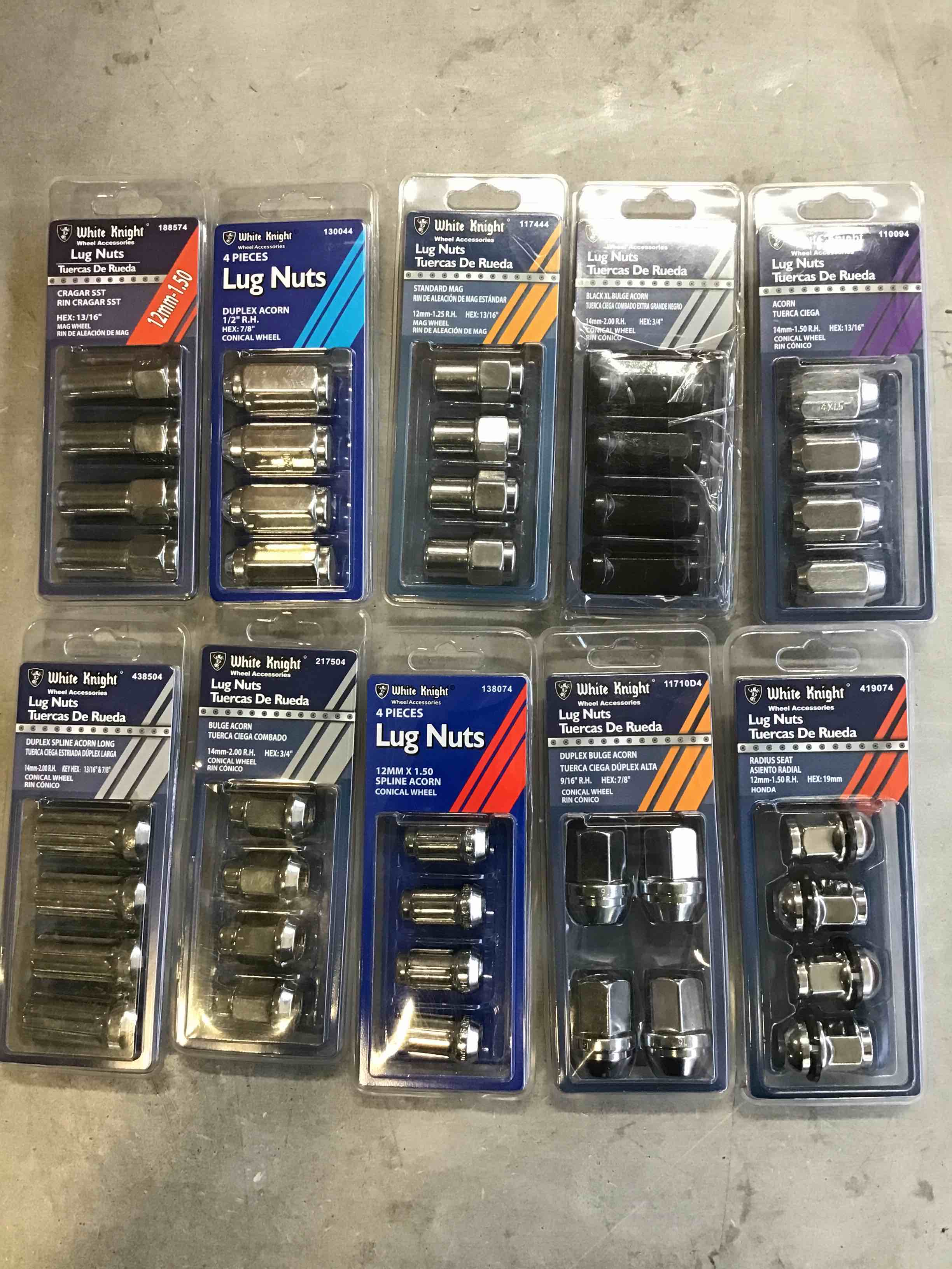 White Knight Wheel Accessories Lug Nuts, 4-Pack, Assorted Sizes