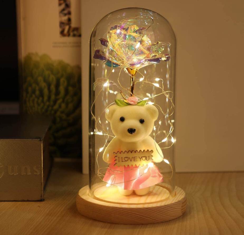 LADADA Christmas Rotating Rose Rift for Women, Rotating and Iighting ...