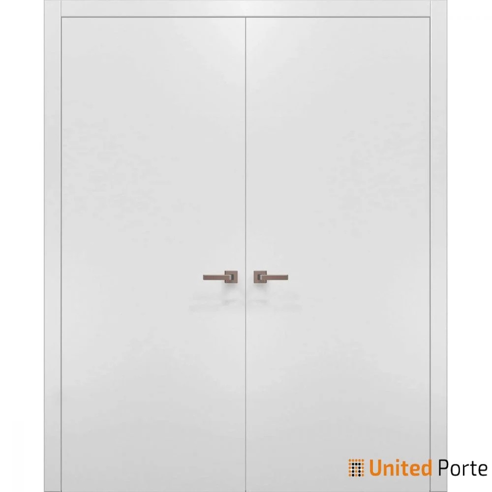 Solid French Double Doors | Planum 0010 White Silk | Wood Solid Panel ...