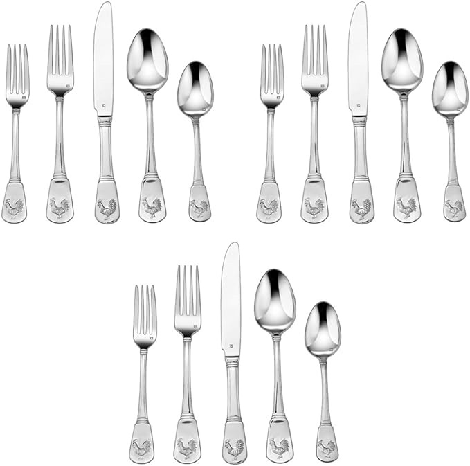 Cuisinart 3-Pack of 20-Piece Elite Flatware Set, French Rooster (CFE-01 ...