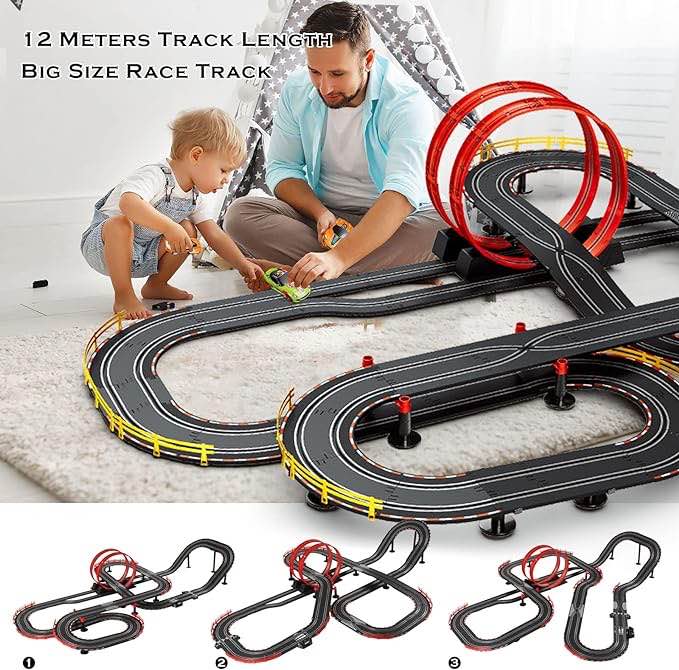 Slot Car Race Track Set Electric Powered Super Loop Speedway with Four ...