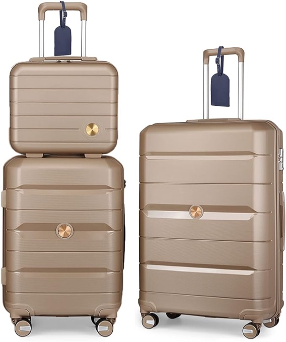 Somago 3 Pieces Luggage Set(14/20/24) PP Lightweight 4 Double 360 ...