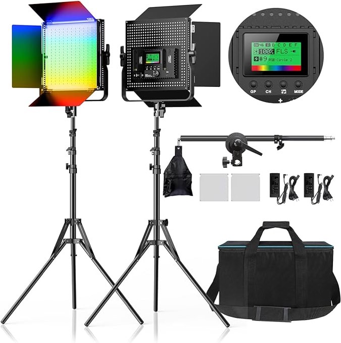 RGB LED Video Light, IVISII 2 Pack LED Panel Light, Studio Lights with ...