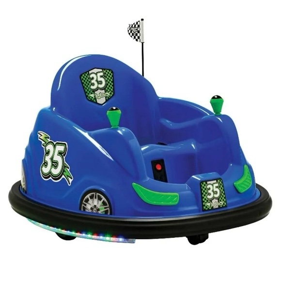 Flybar 6V Bumper Car: Battery Powered Ride On with Fun LED Lights - Blue