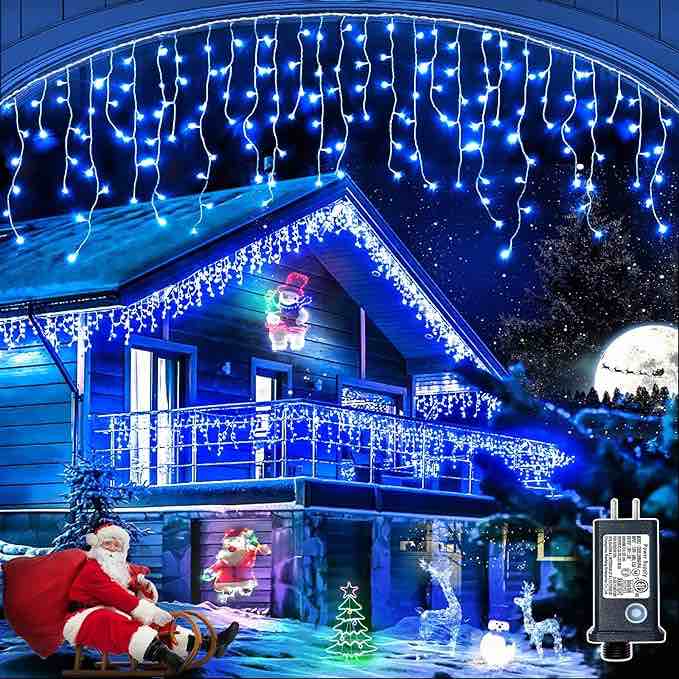 Icicle Christmas Lights Outdoor - 640LED 66ft Fairy Curtain Lights 8 ...