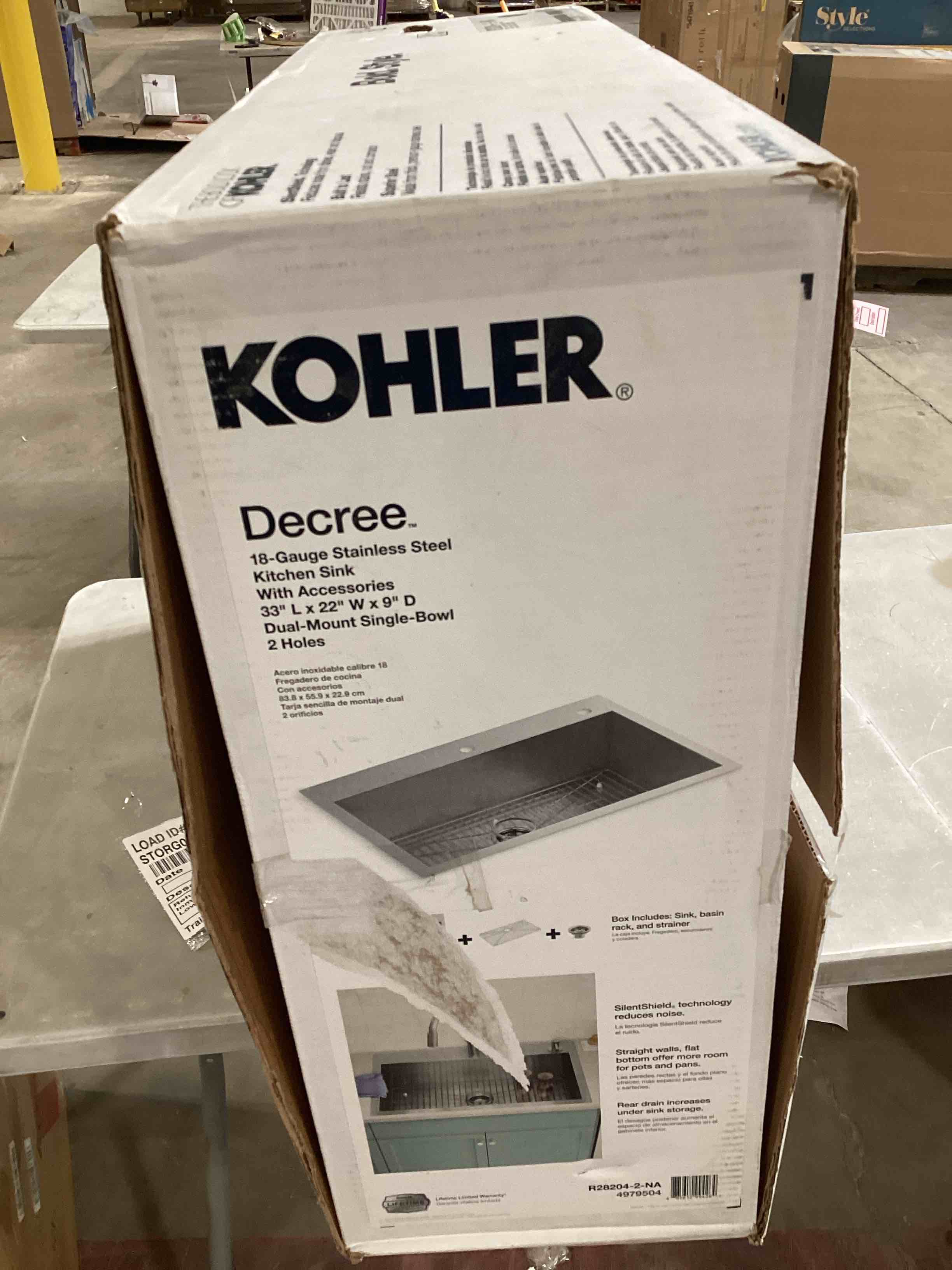 KOHLER Task Kitchen Sink, Stainless Steel Dual Mount Single Bowl, 33 ...