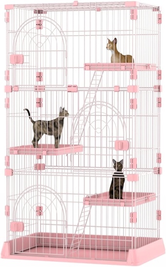 4 Tire Large Cat Cage, 32in x 23in x 64in Cate Crate Outdoor,Indoor Cat ...