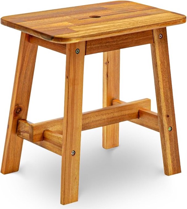 BEEFURNI Rectangular Acacia Wood Stool, Small Bench Seat, 18 Inch Stool ...