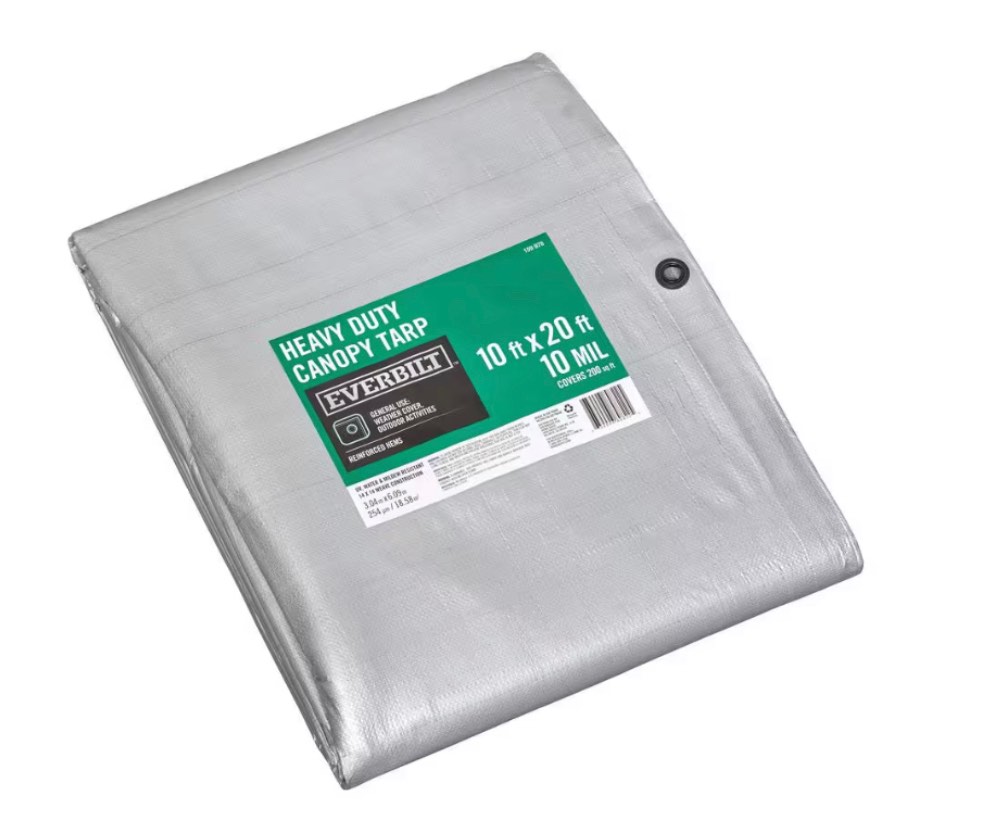 10 ft. x 20 ft. Silver/Black Heavy Duty Canopy Tarp