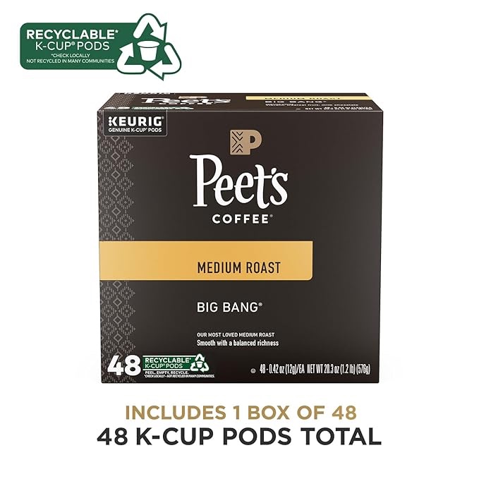 Peet's Coffee, Medium Roast K-Cup Pods for Keurig Brewers - Big Bang 48 ...