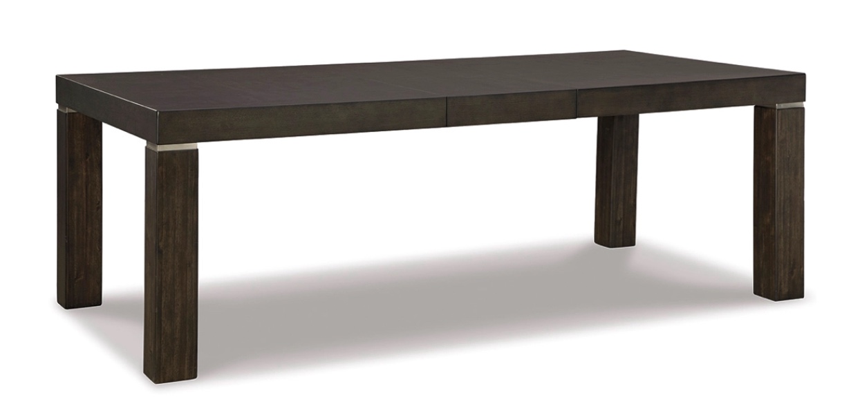 Hyndell Extendable Dining Table with Geometric Veneer Inlay Top ...